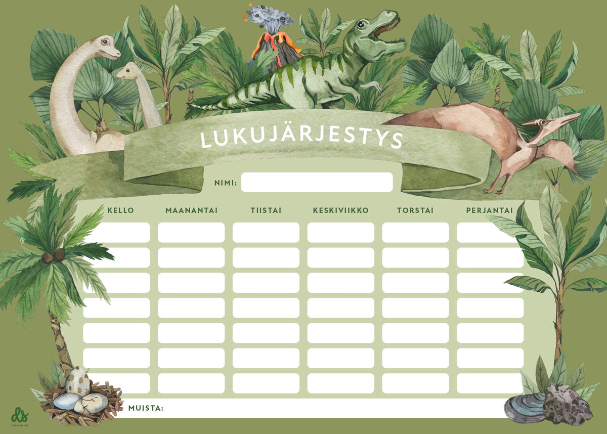 Lukujärjestys - lataa ilmaiseksi ja tulosta – Dreamstuff Oy